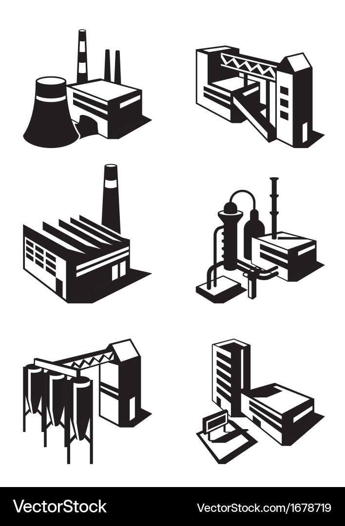 Types industrial construction Royalty Free Vector Image