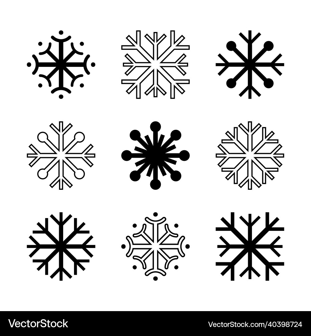 Black and white snowflakes icons Royalty Free Vector Image