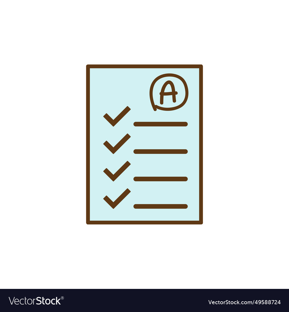 Exam sheet with a grade icon isolated Royalty Free Vector