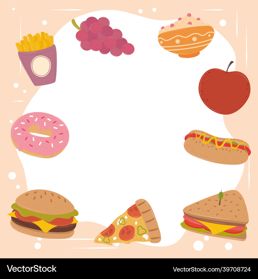 Fast food and fruit Royalty Free Vector Image - VectorStock