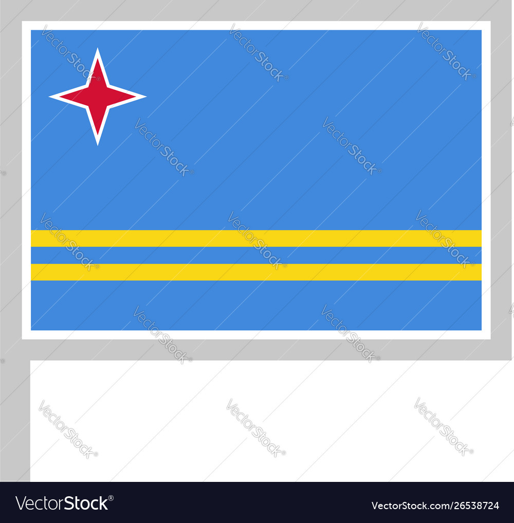 Flag on flagpole rectangular shape icon on white Vector Image