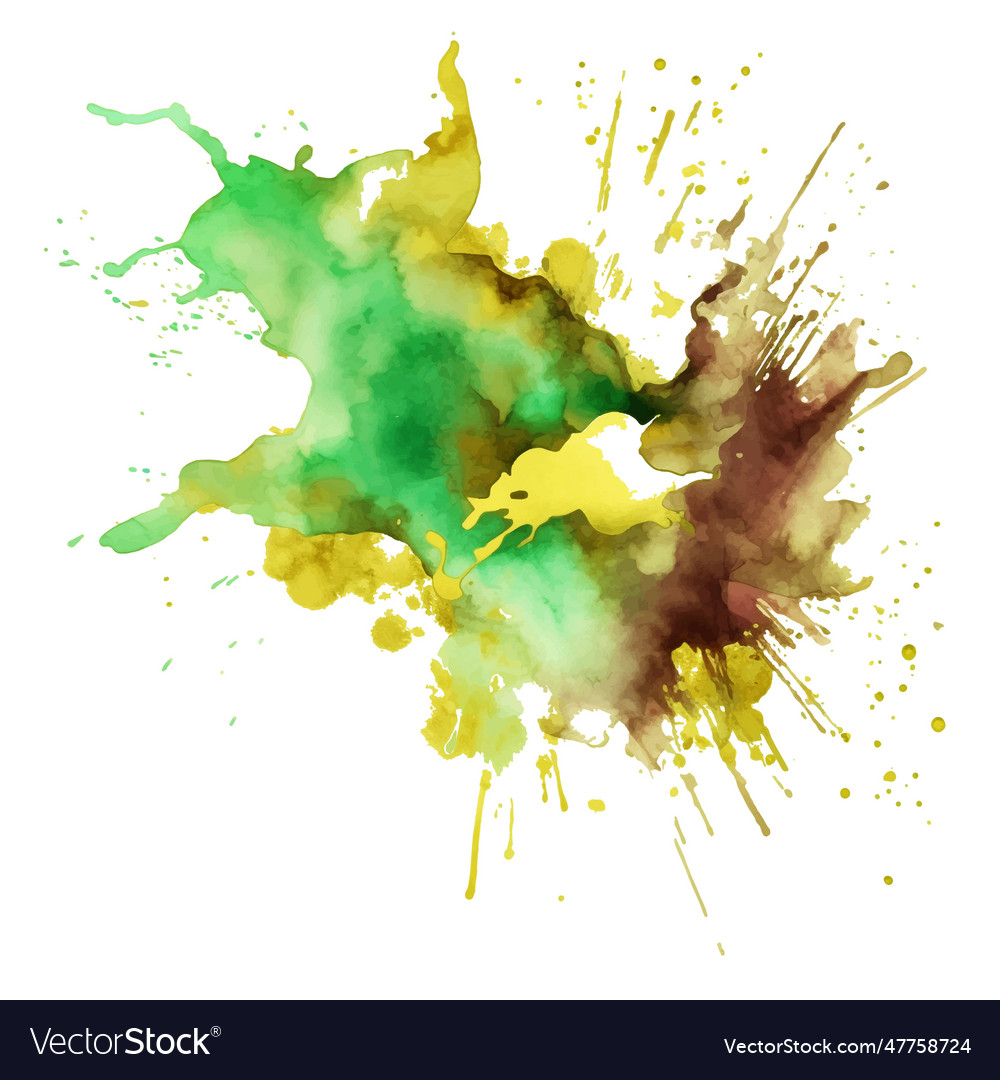 Green yellow watercolor splash blot splatter Vector Image
