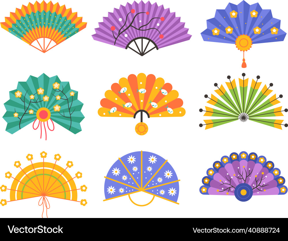 Hand fan decorative traditional paper Royalty Free Vector