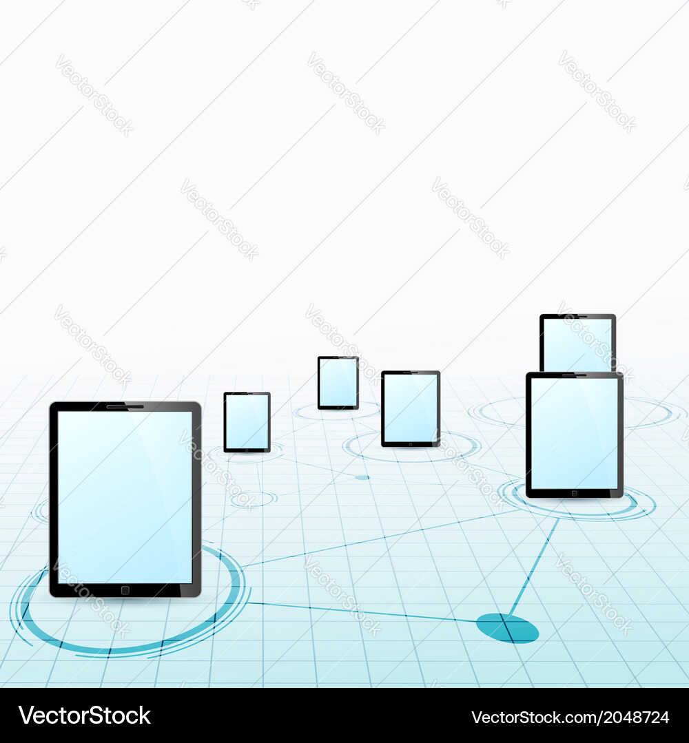 Tablet device network background Royalty Free Vector Image
