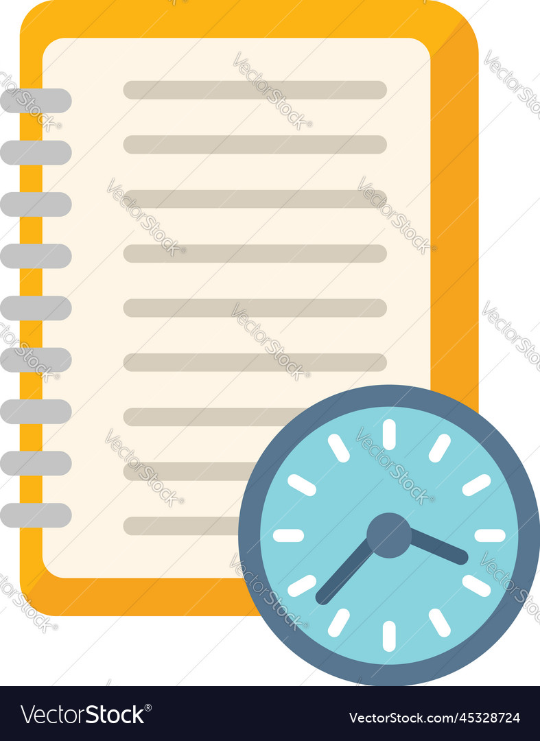 Timer notebook icon flat work project Royalty Free Vector