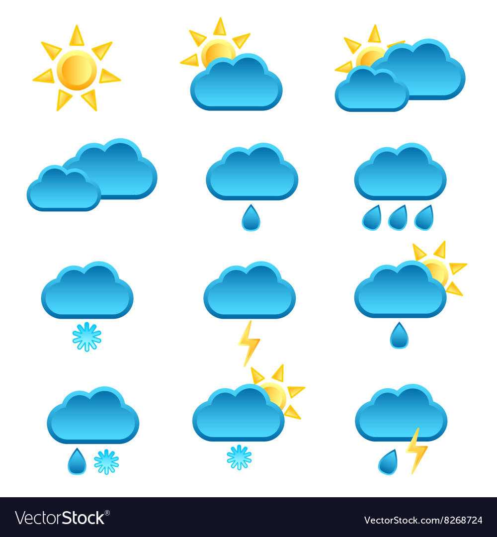 Weather icon with sun and cloud Royalty Free Vector Image