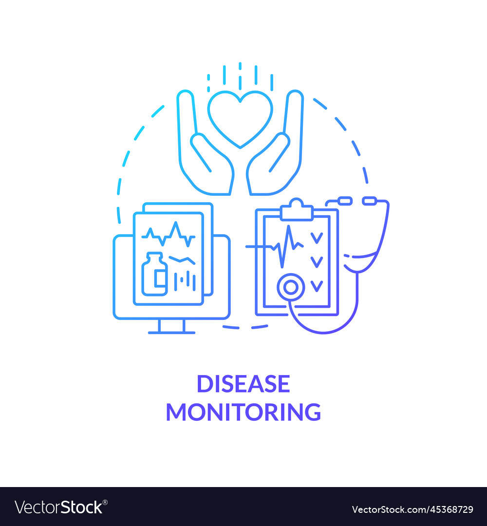 Disease monitoring blue gradient concept icon Vector Image Disease monitoring blue gradient concept icon Vector Image