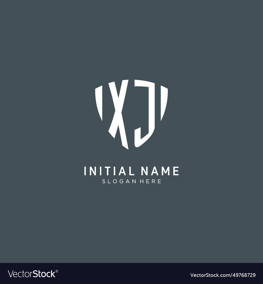 Initials xj logo shield guard shape creative logo Vector Image