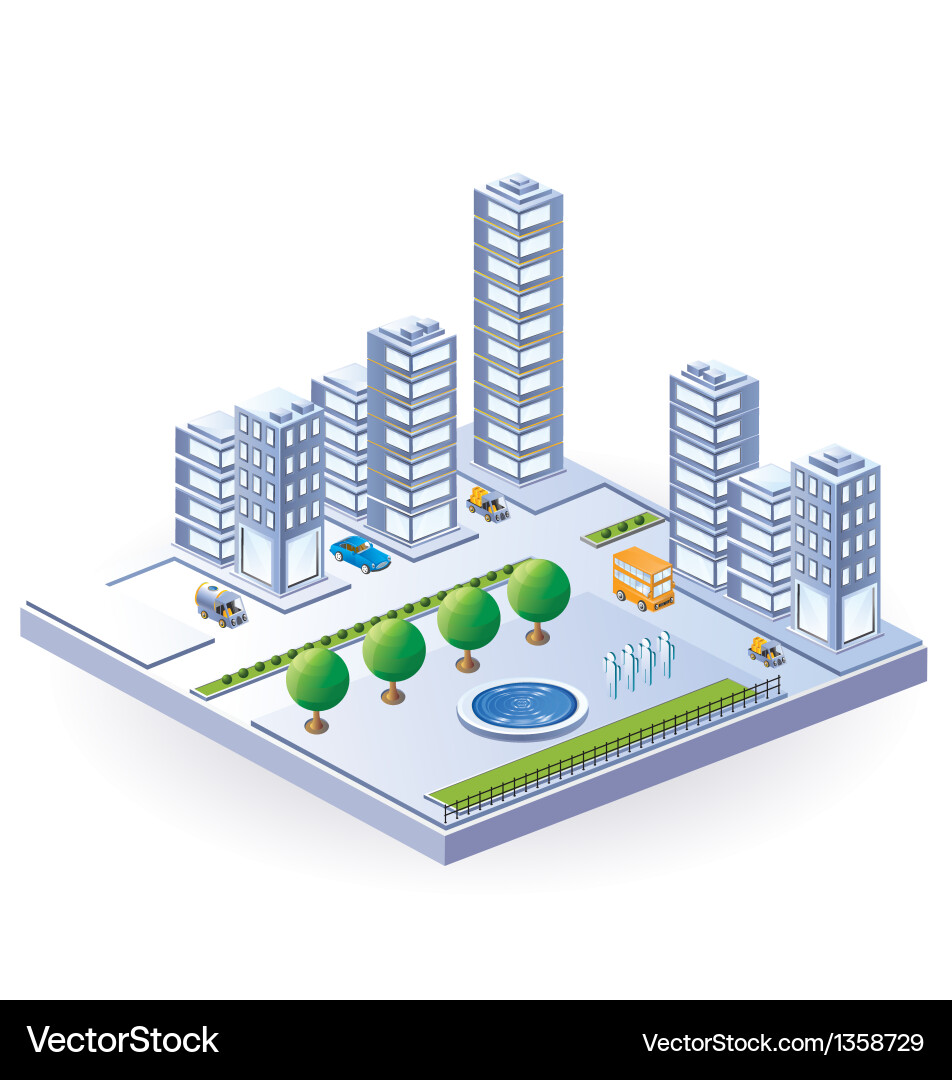 Isometric city Royalty Free Vector Image - VectorStock
