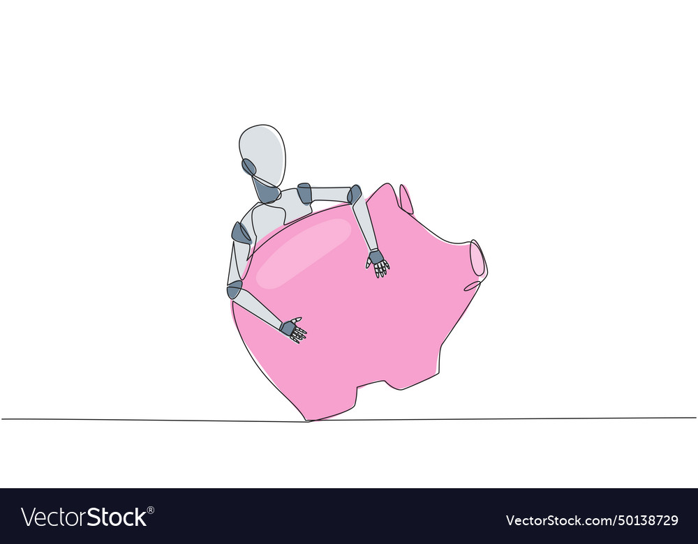 Single continuous line drawing robot hugging Vector Image Single continuous line drawing robot hugging Vector Image