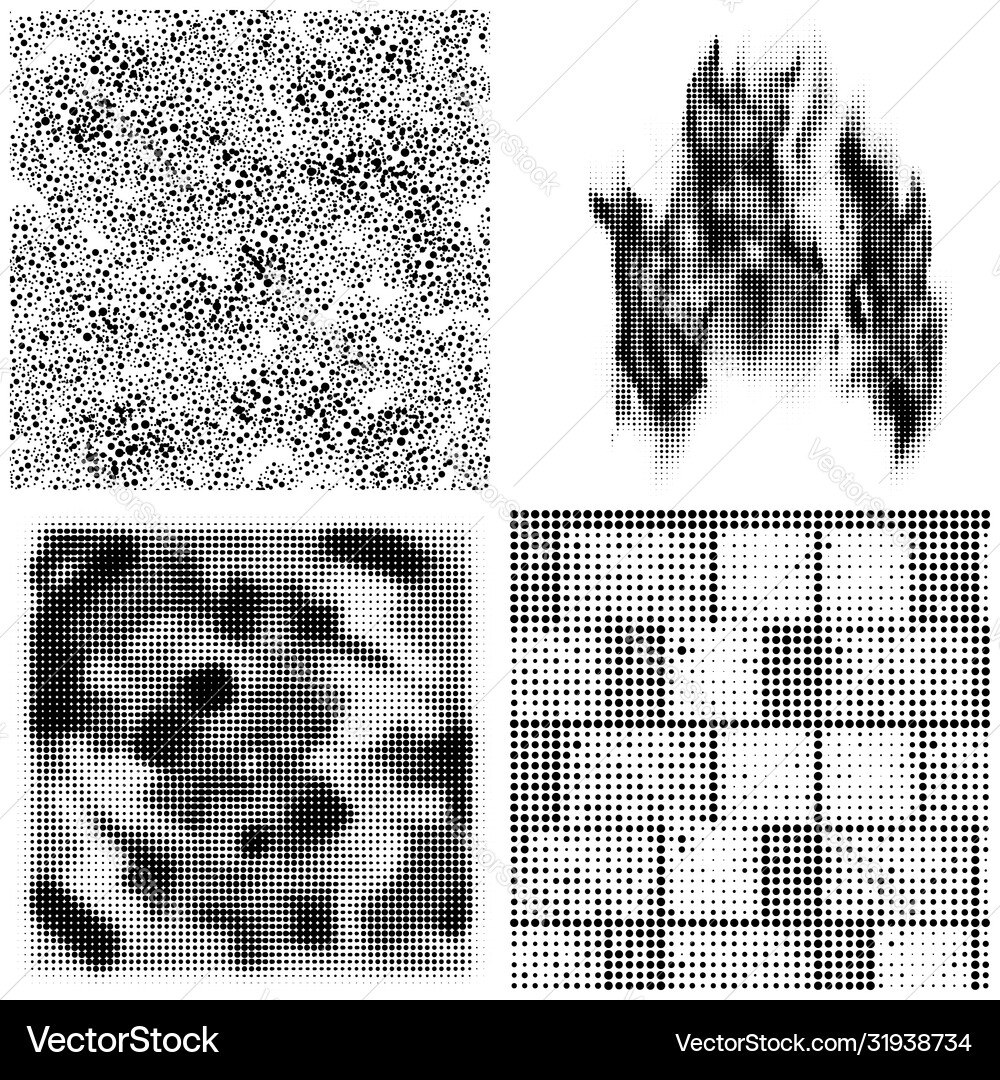 Halftone pattern set dots dotted texture Vector Image