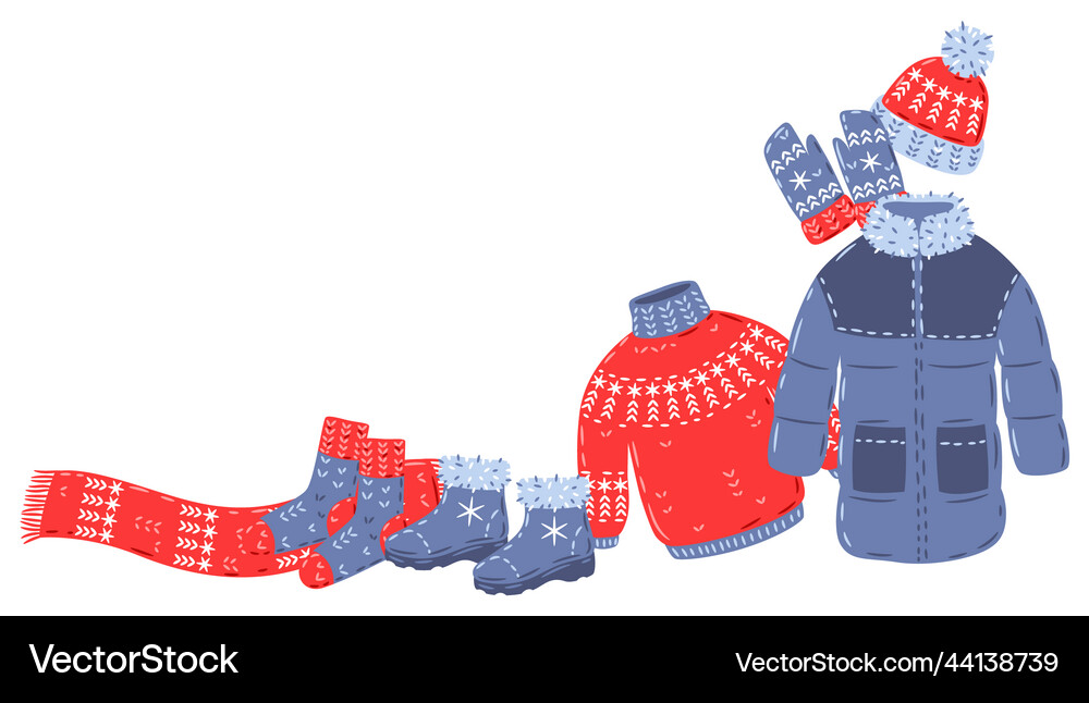 Background with warm winter clothes Royalty Free Vector