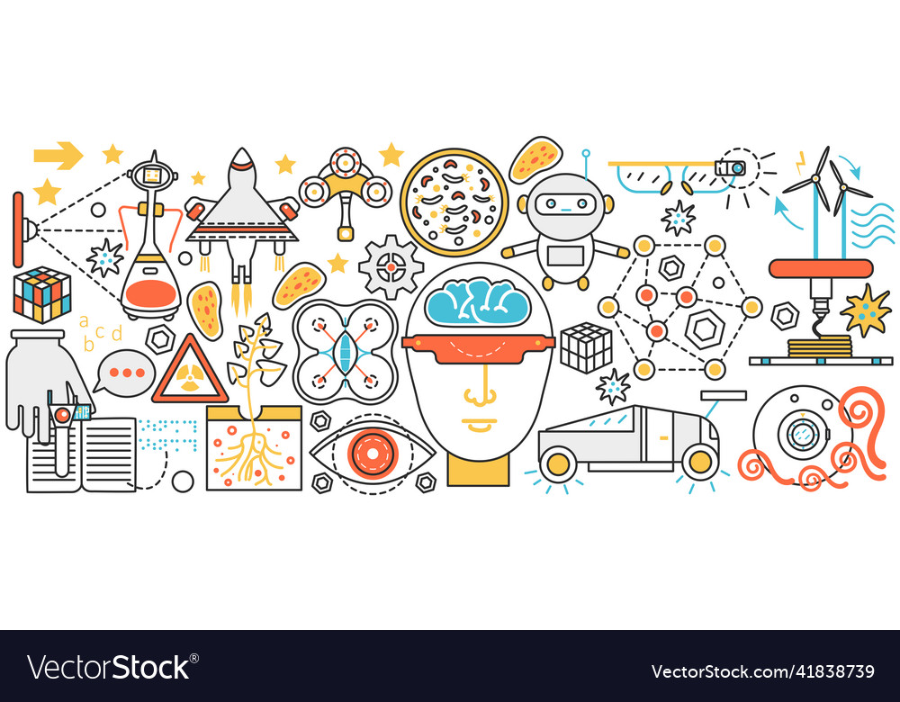 Future technology artificial intelligence robots Vector Image