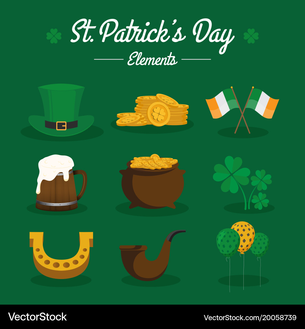 Stpatricks day signs and icons collection Vector Image