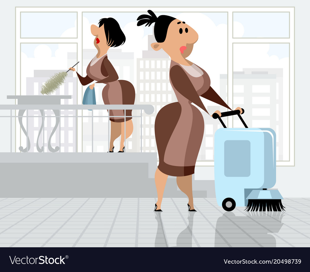 Two cleaners in the room Royalty Free Vector Image