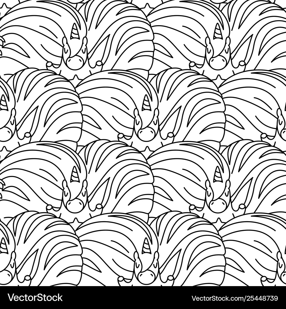 Unicorn pattern coloring page Royalty Free Vector Image