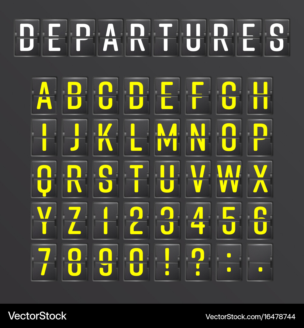 Airport board mechanical timetable Royalty Free Vector Image