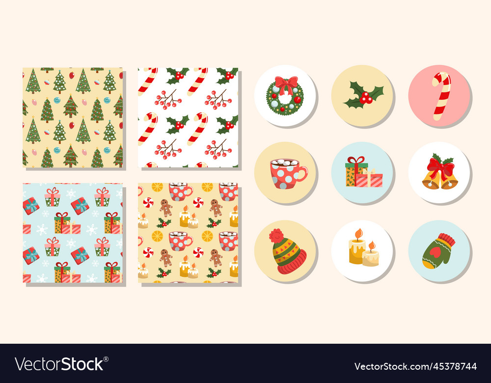 Christmas patterns set Royalty Free Vector Image