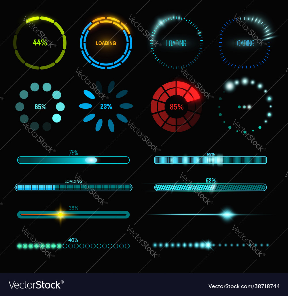Loading process and status bar icons hud interface