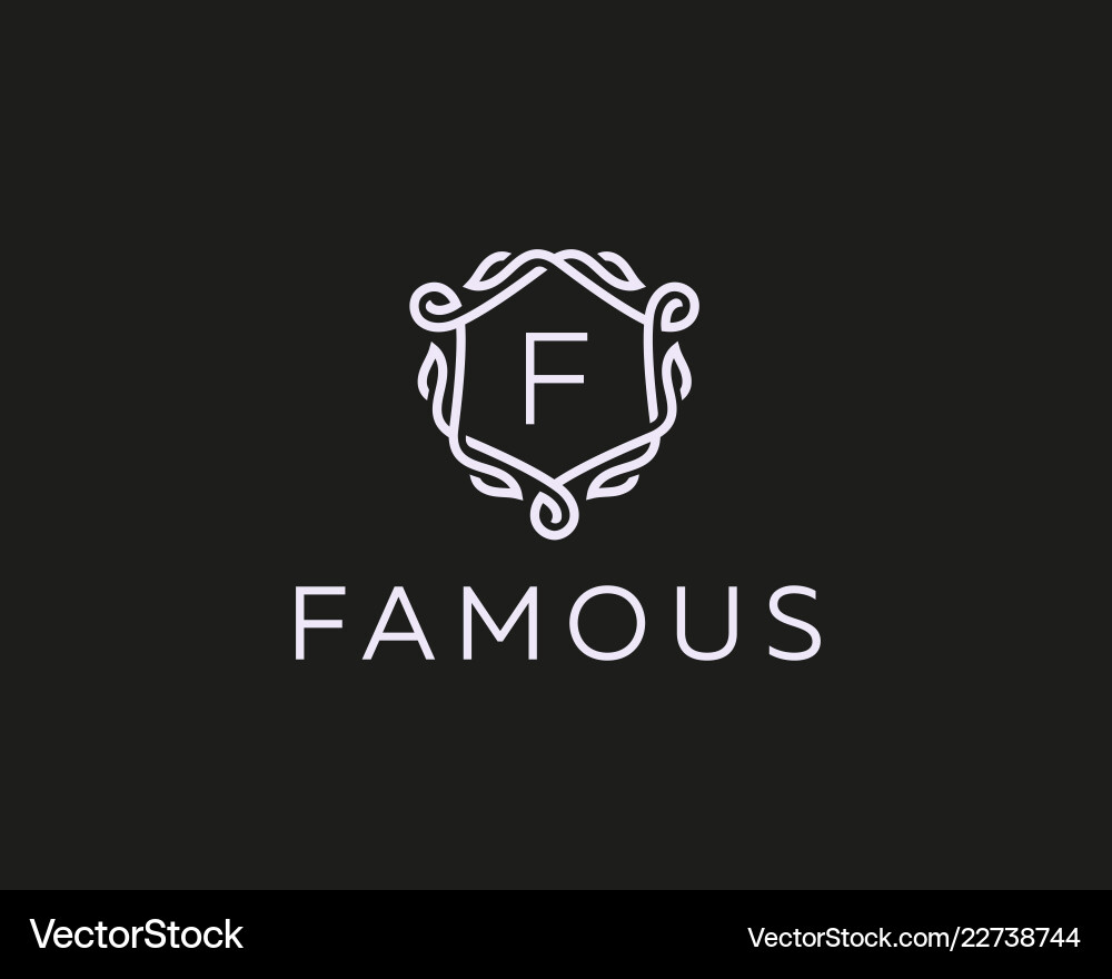 Premium linear shield monogram letter f logotype Vector Image