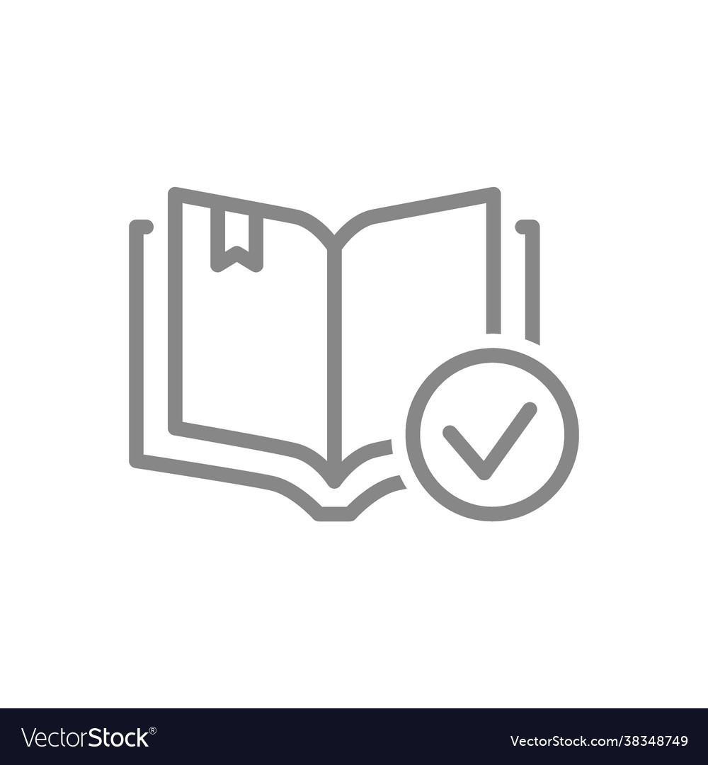 Open book with tick checkmark line icon book Vector Image Open book with tick checkmark line icon book Vector Image
