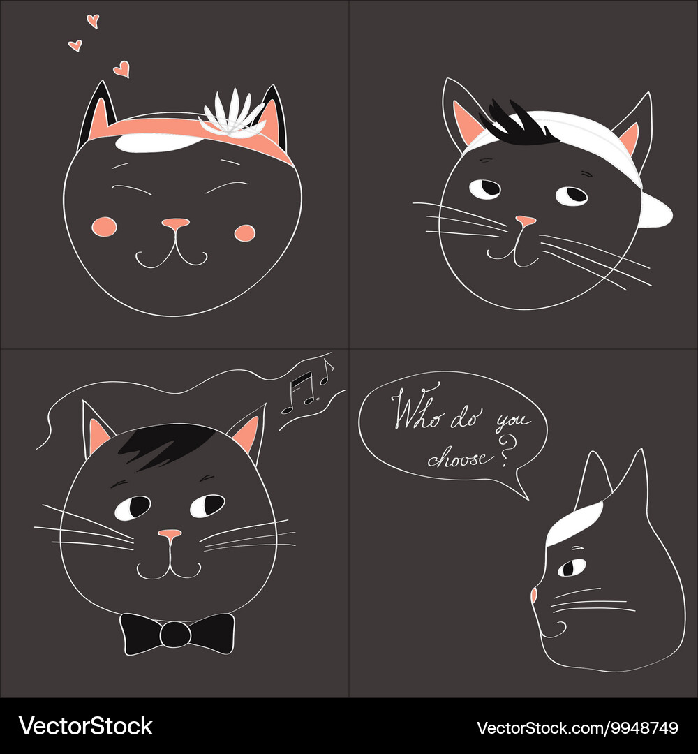 With the image of four cats and text Royalty Free Vector