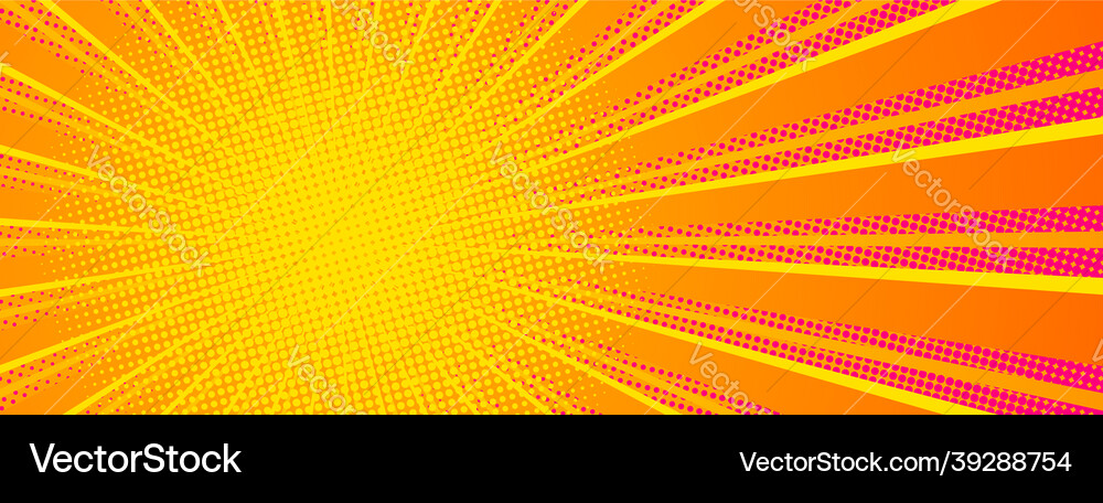 Comic style horizontal banner with radial beams Vector Image