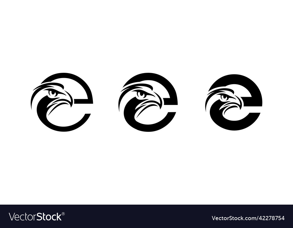 Monogram eagle logo initial letter e Royalty Free Vector