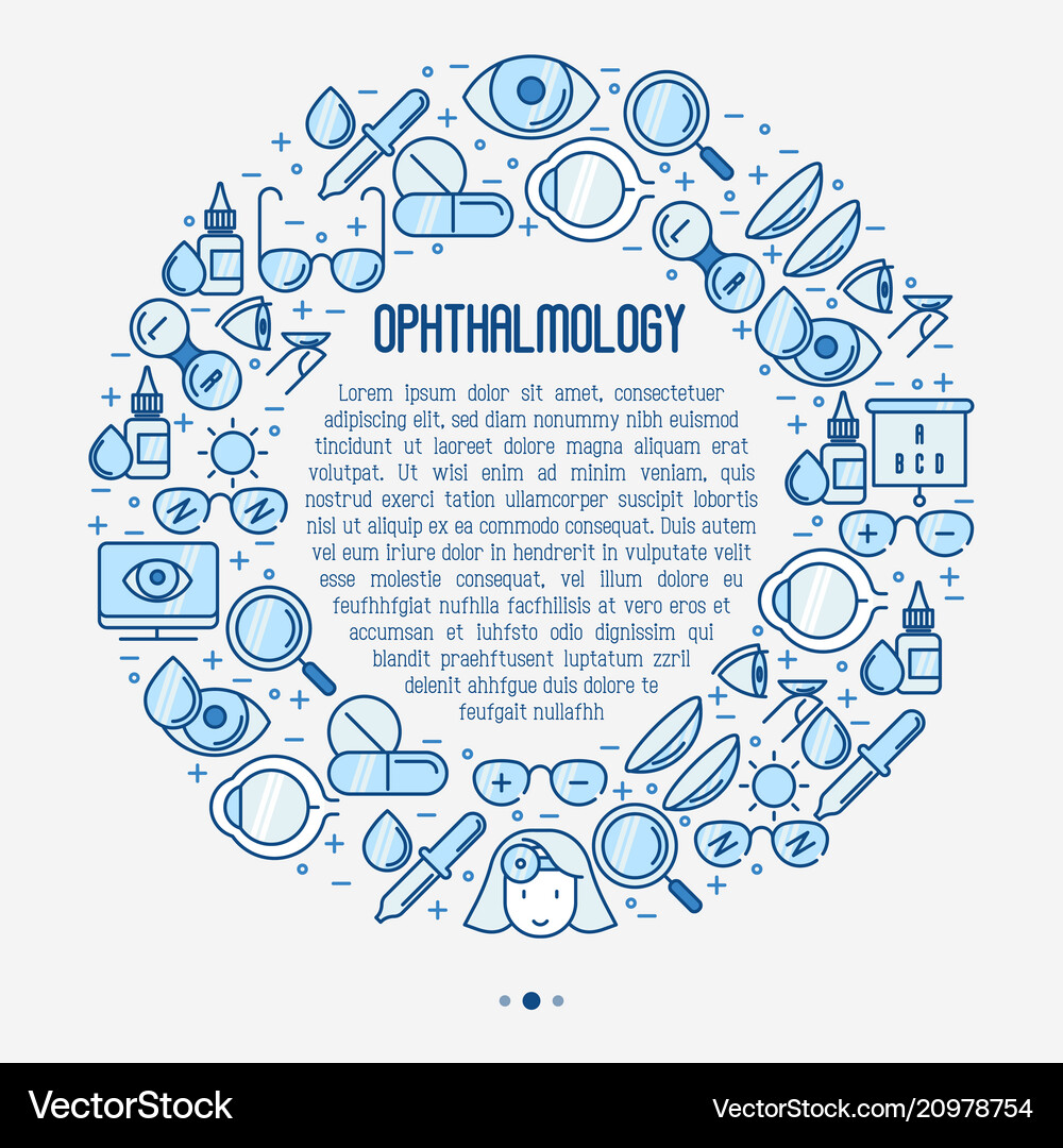 Ophthalmology concept in circle with vision care Vector Image