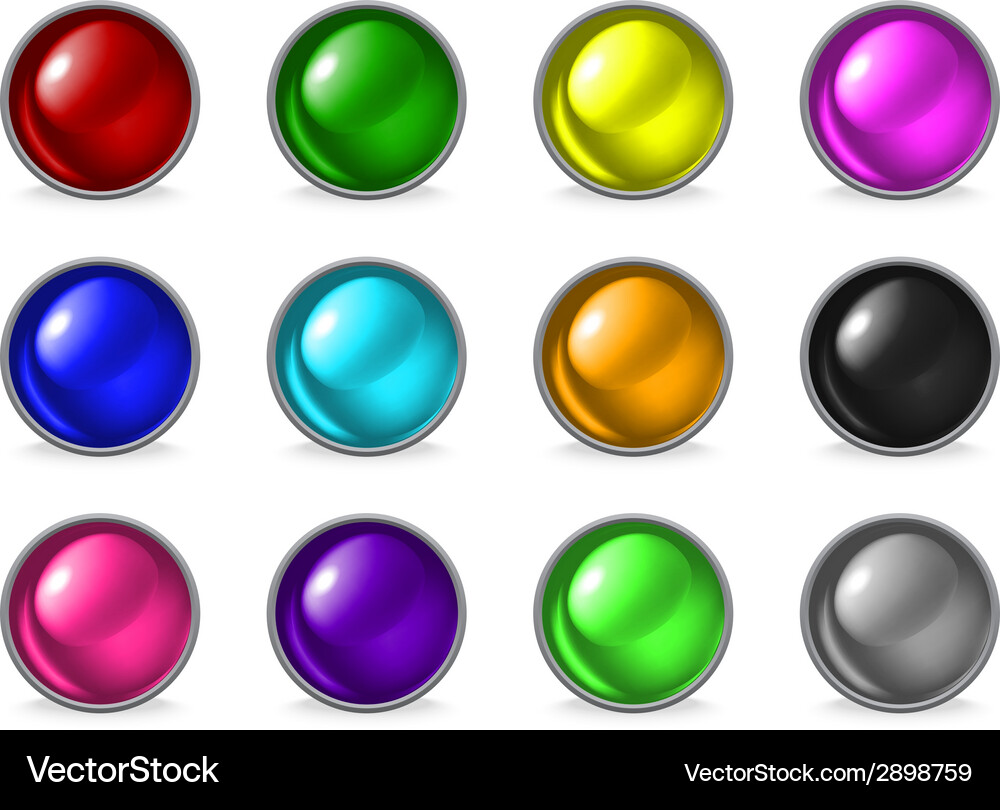 Colorful glossy buttons set Royalty Free Vector Image