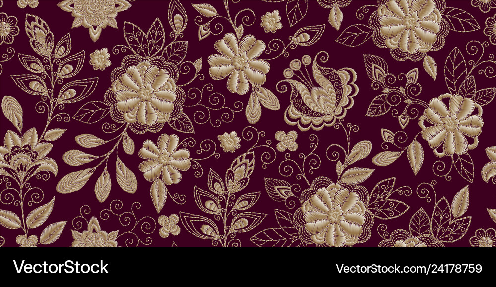 Floral Embroidery Pattern Royalty Free Vector Image