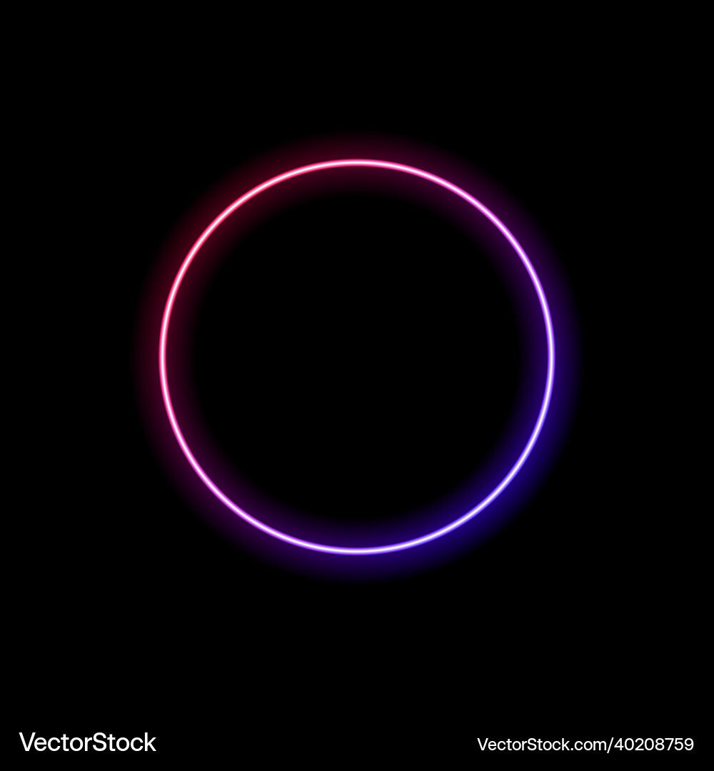 Gradient neon circle isolated black Royalty Free Vector