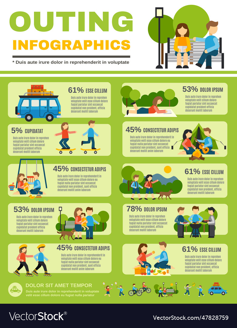 Outing infographics set Royalty Free Vector Image