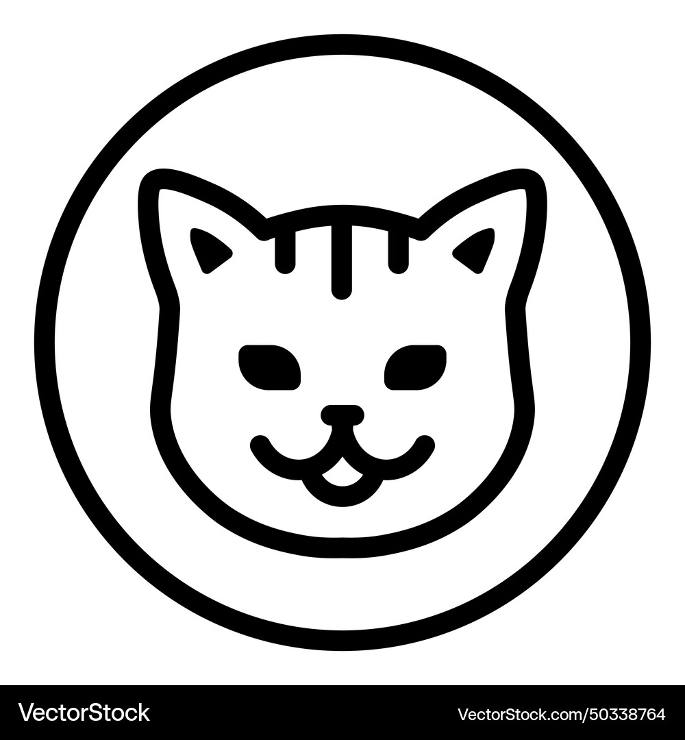 Cat face flat icon isolated on white background Vector Image