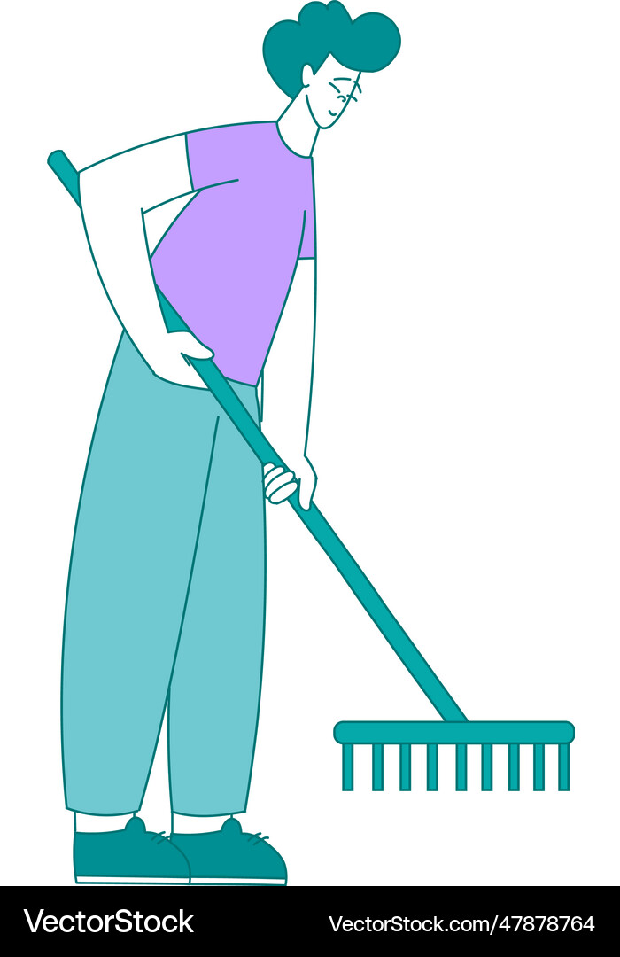 Eco-friendly life with man with rake save planet Vector Image