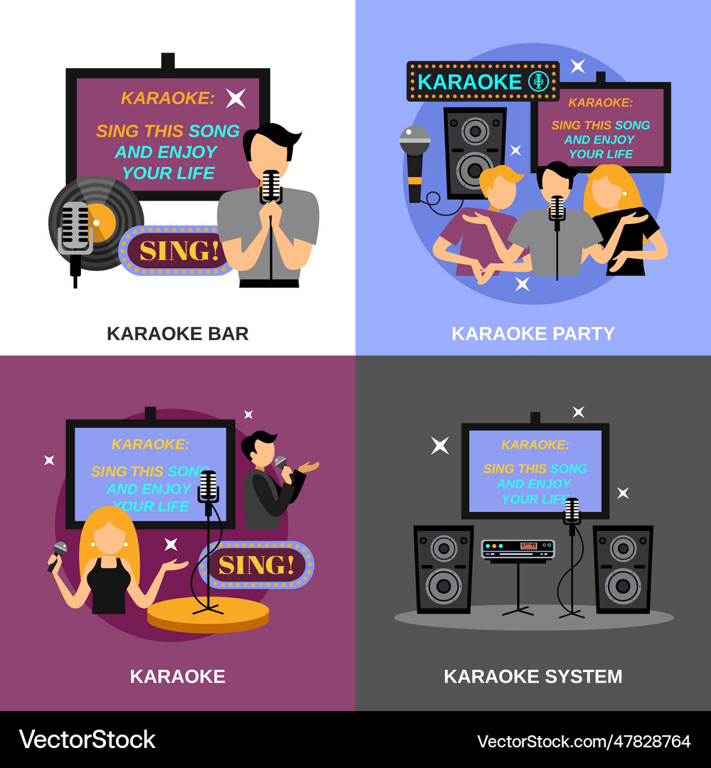 Karaoke flat set Royalty Free Vector Image - VectorStock