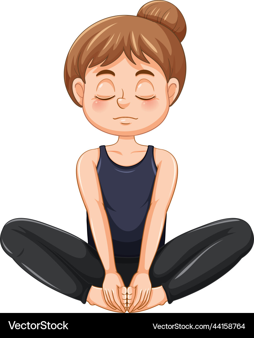 Yoga cobblers pose cartoon character Royalty Free Vector
