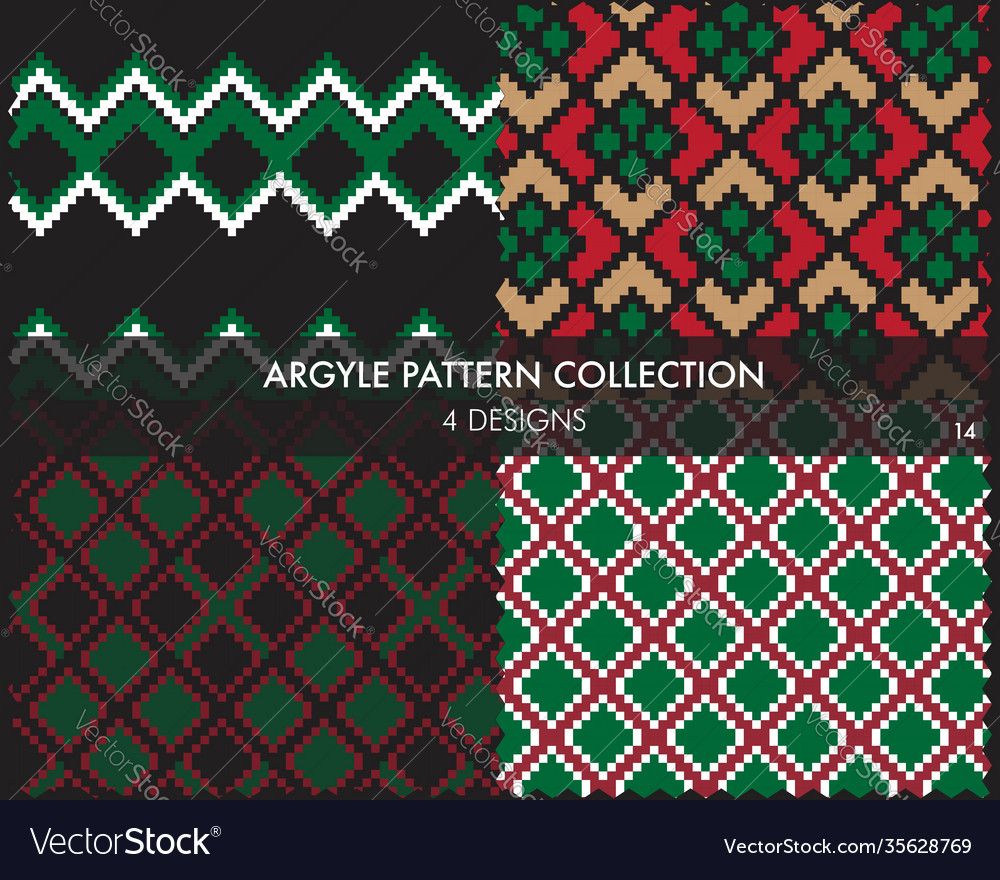 Argyle seamless pattern collection Royalty Free Vector Image