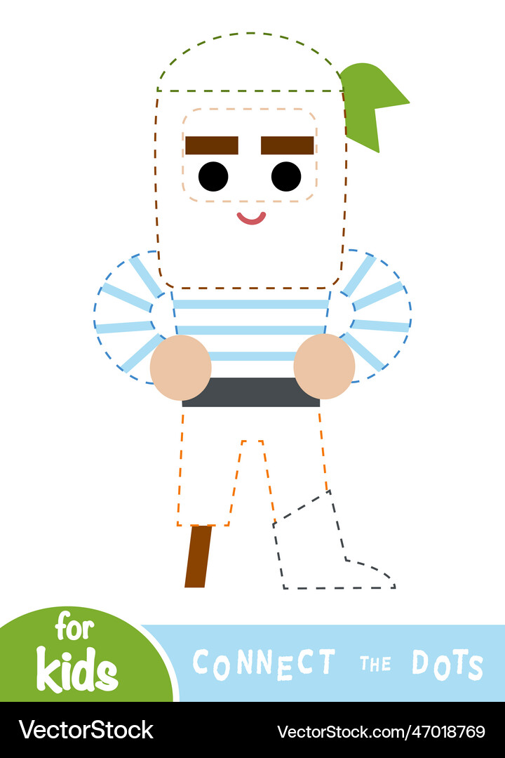 Connect the dots education game pirate Royalty Free Vector