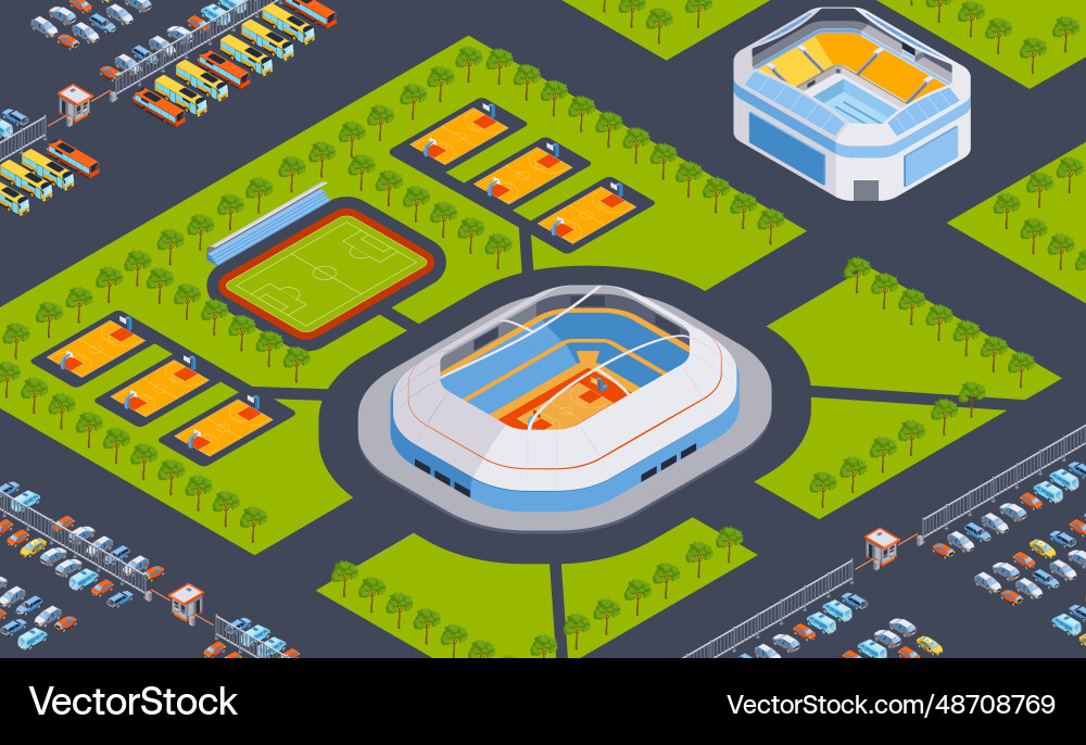 Isometric city stadium composition Royalty Free Vector Image