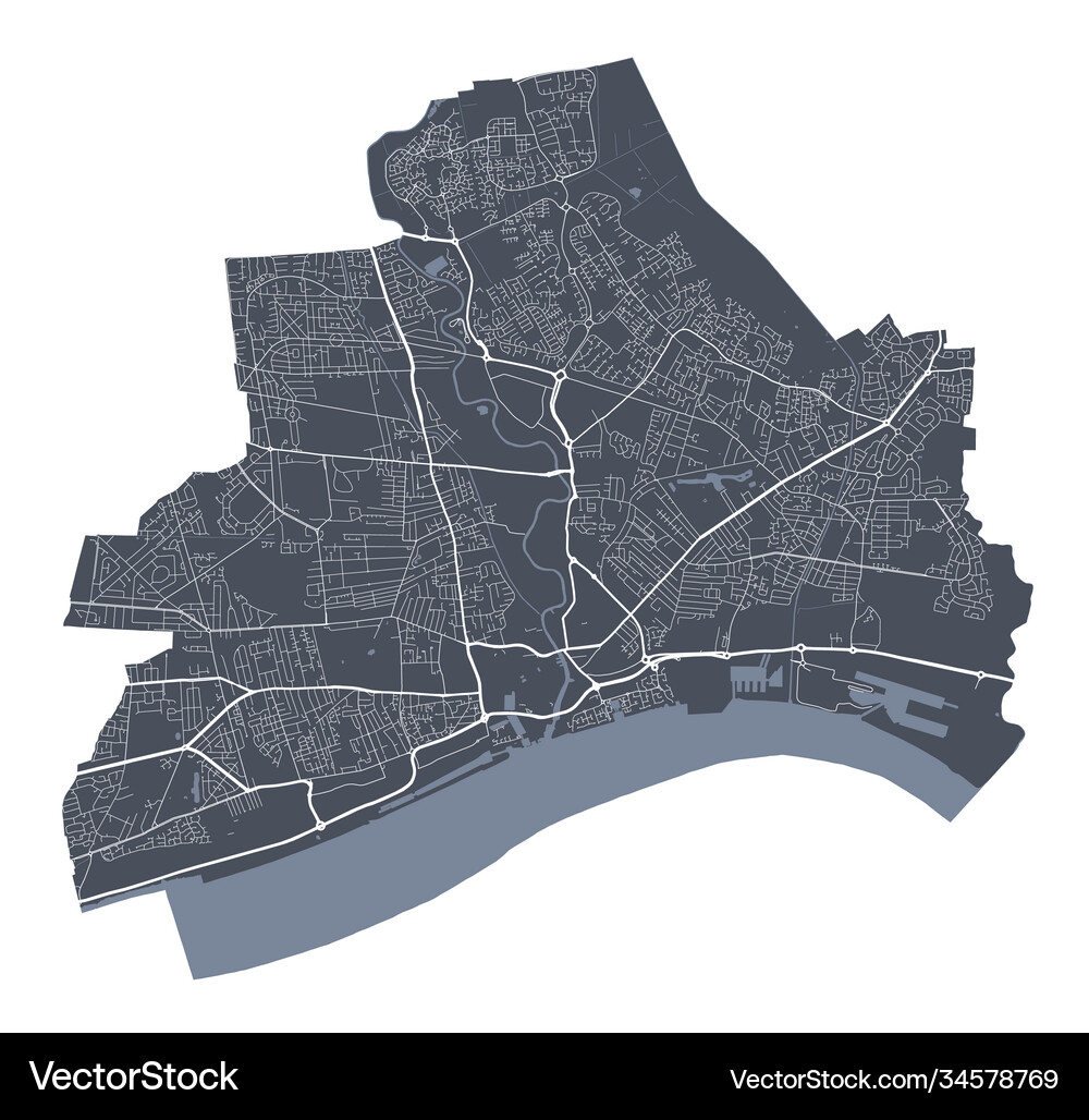 Kingston upon hull map detailed Royalty Free Vector Image
