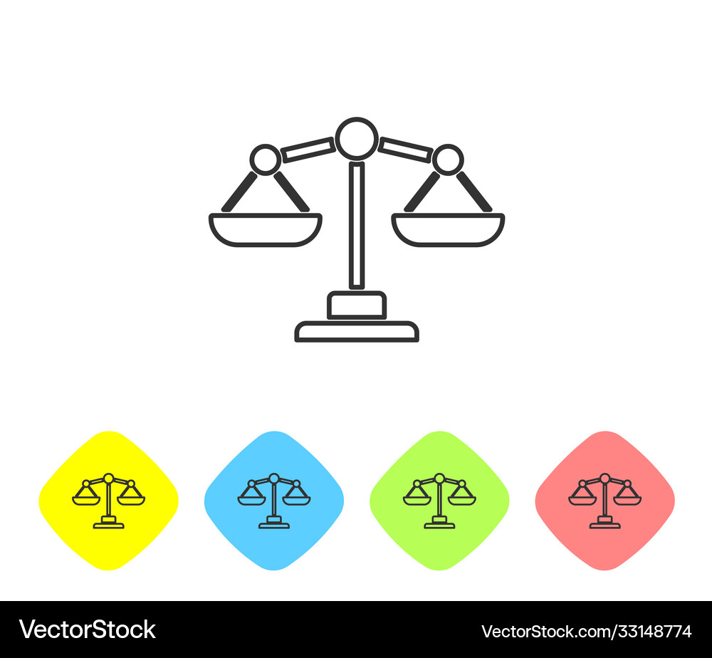 Grey line scales justice icon isolated on white Vector Image