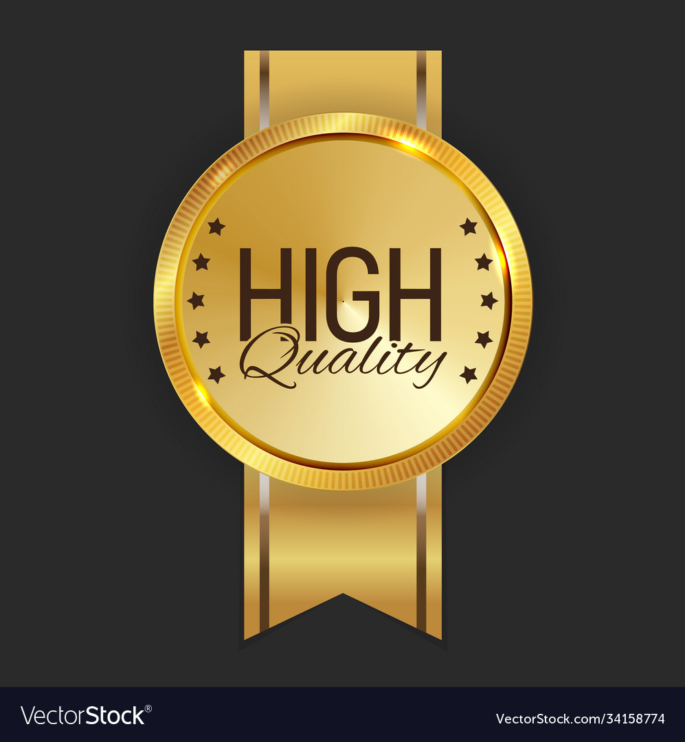 High quality golden label sign Royalty Free Vector Image High quality golden label sign Royalty Free Vector Image