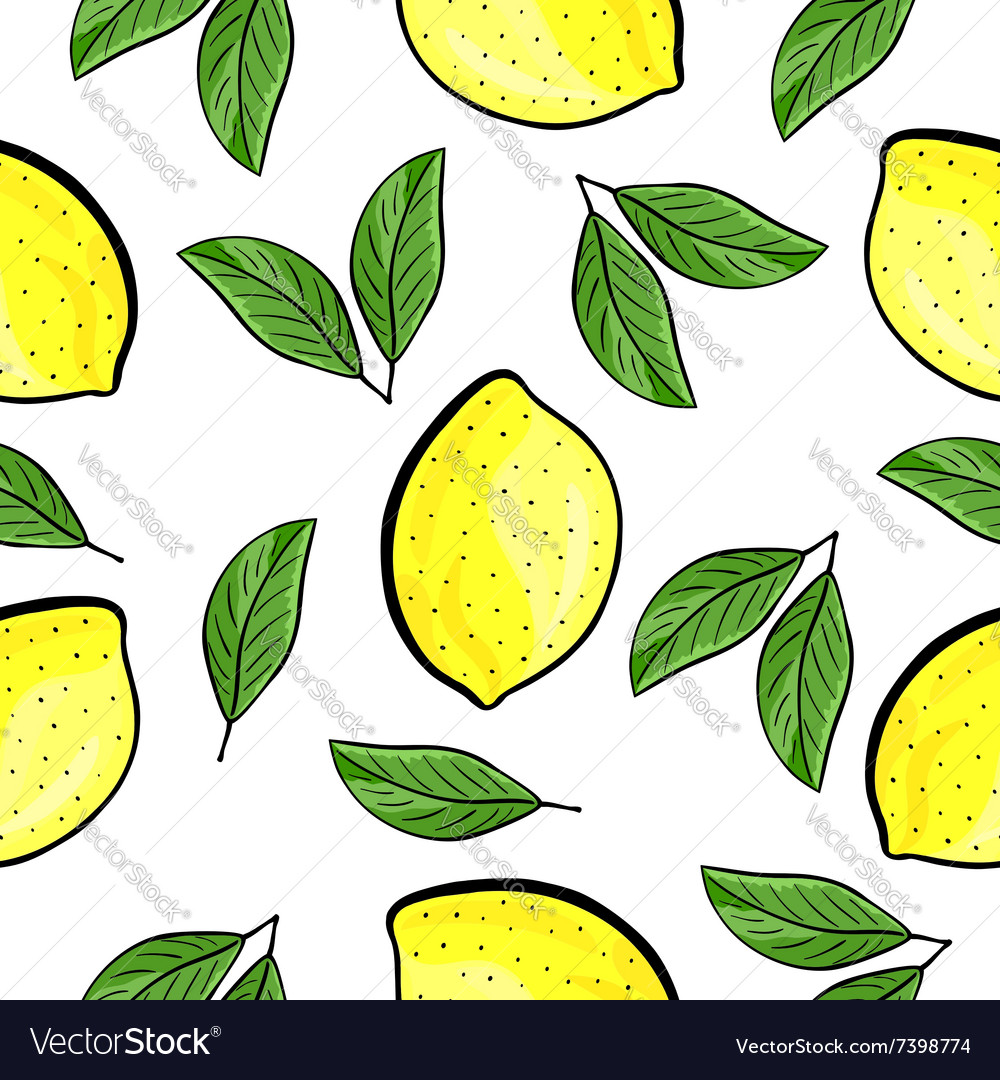 Seamless hand drawn lemon pattern Royalty Free Vector Image