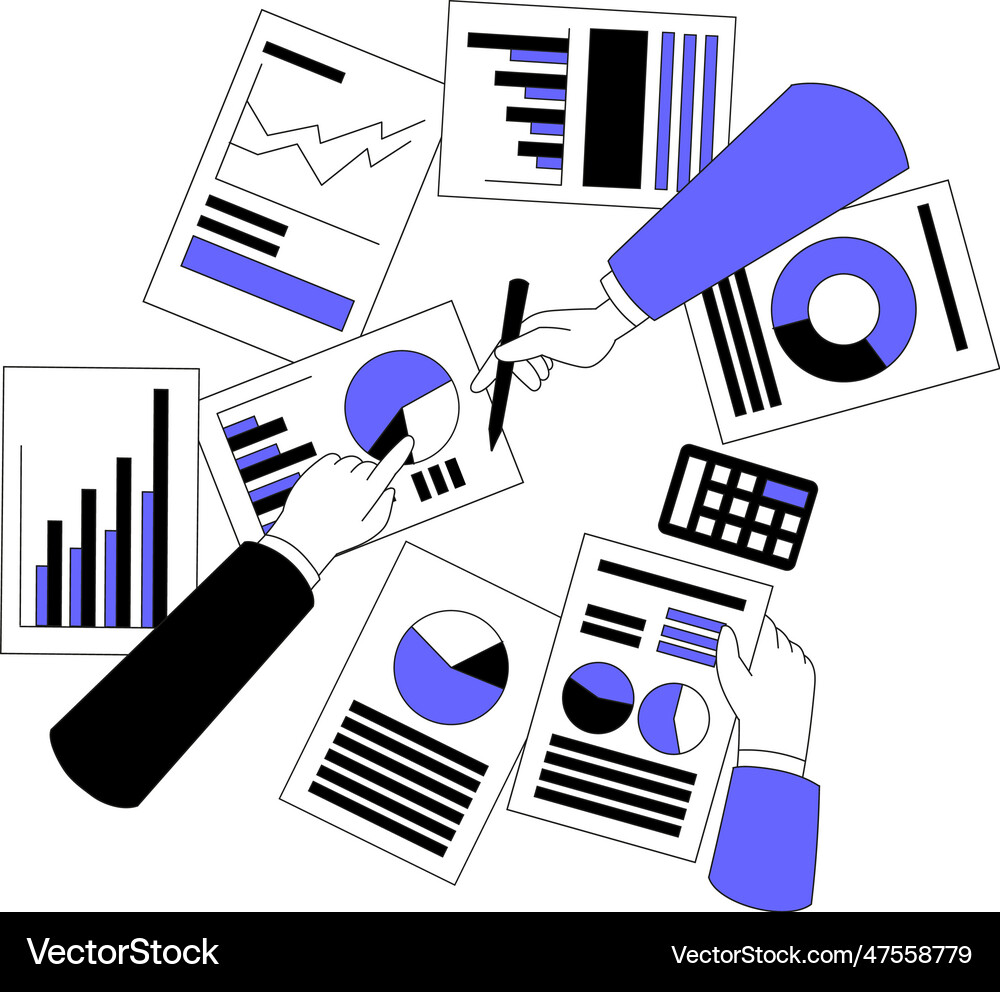 Business process with hands and chart graph – Royalty-Free Vector ...