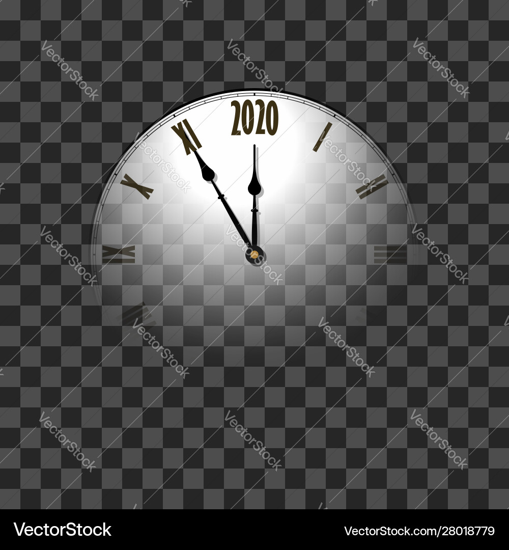 Happy new year 2020 white clock arrows isolated Vector Image