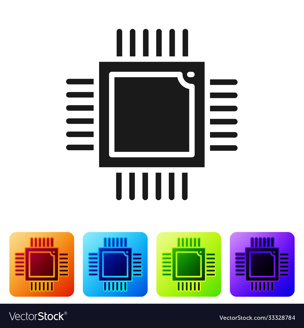 Black computer processor with microcircuits cpu Vector Image