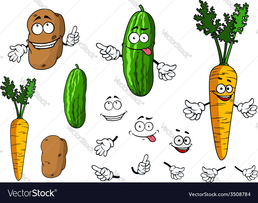 Cartoon vegetable characters Royalty Free Vector Image