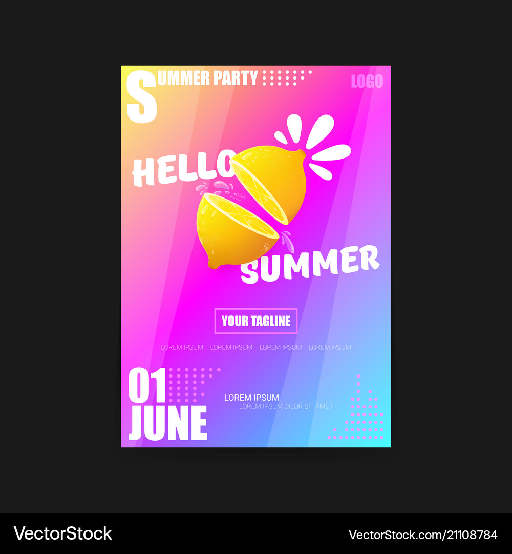 Hello summer beach party vertical a4 poster Vector Image