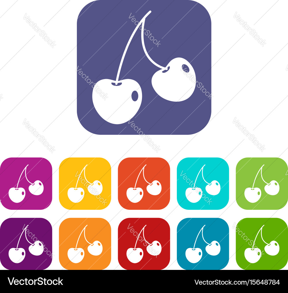 Two cherry berries icons set flat Royalty Free Vector Image